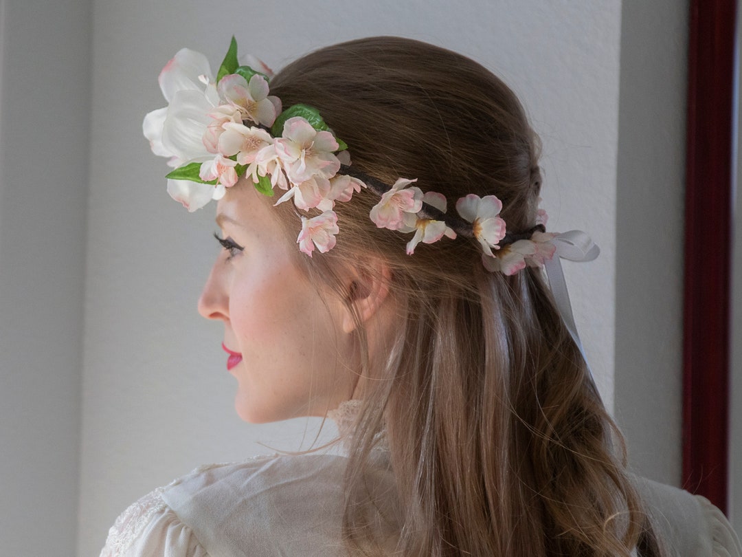 Flower Crown, White and Light Pink Crown, Wedding Crown, Garden Wedding ...