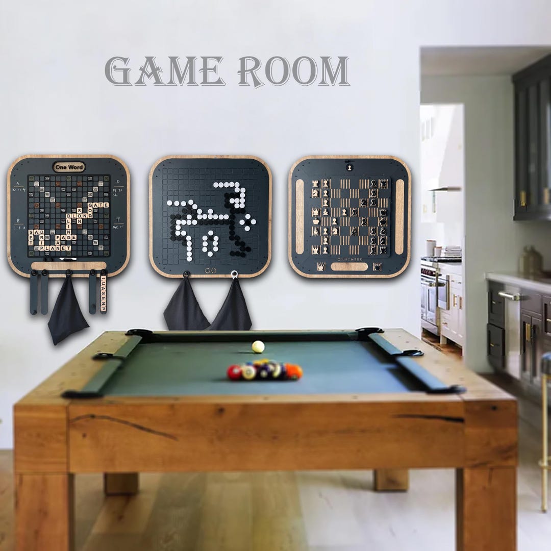 Modern Metal Wall Game Set: Go, Chess, Checkers, Tic Tac Toe - Etsy