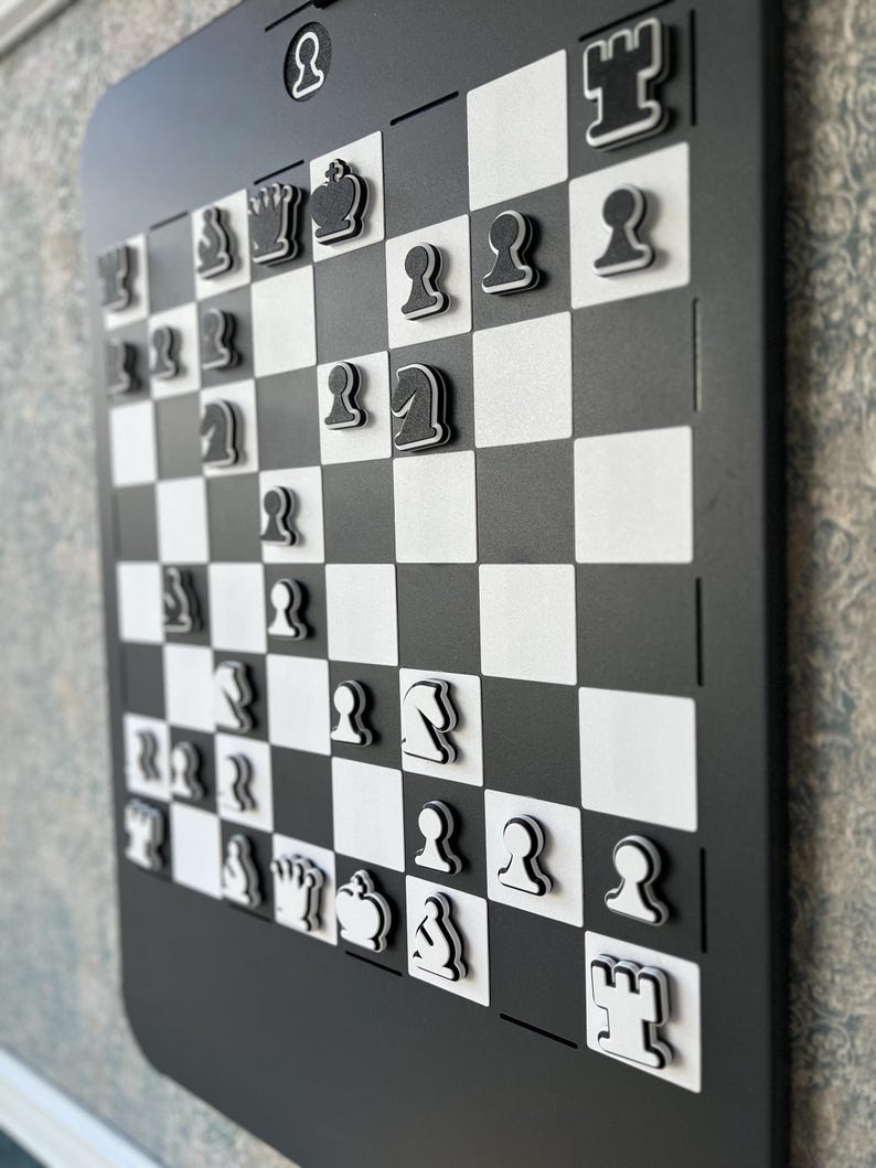 Metal Wall Chess Set: Black & White Magnetic Game Decor - Etsy