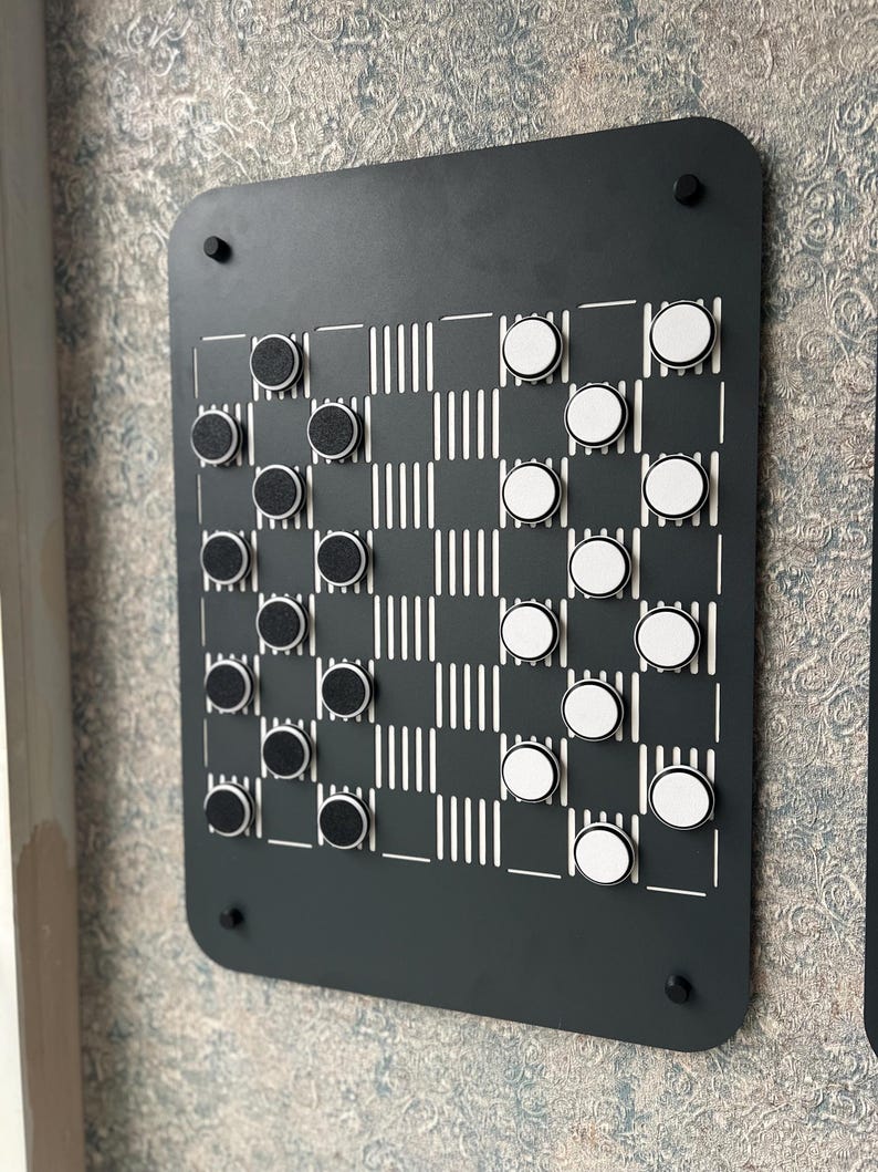 Wall Game Set -chess - XOX - Checkers : Dark Gray Metal, Black and ...