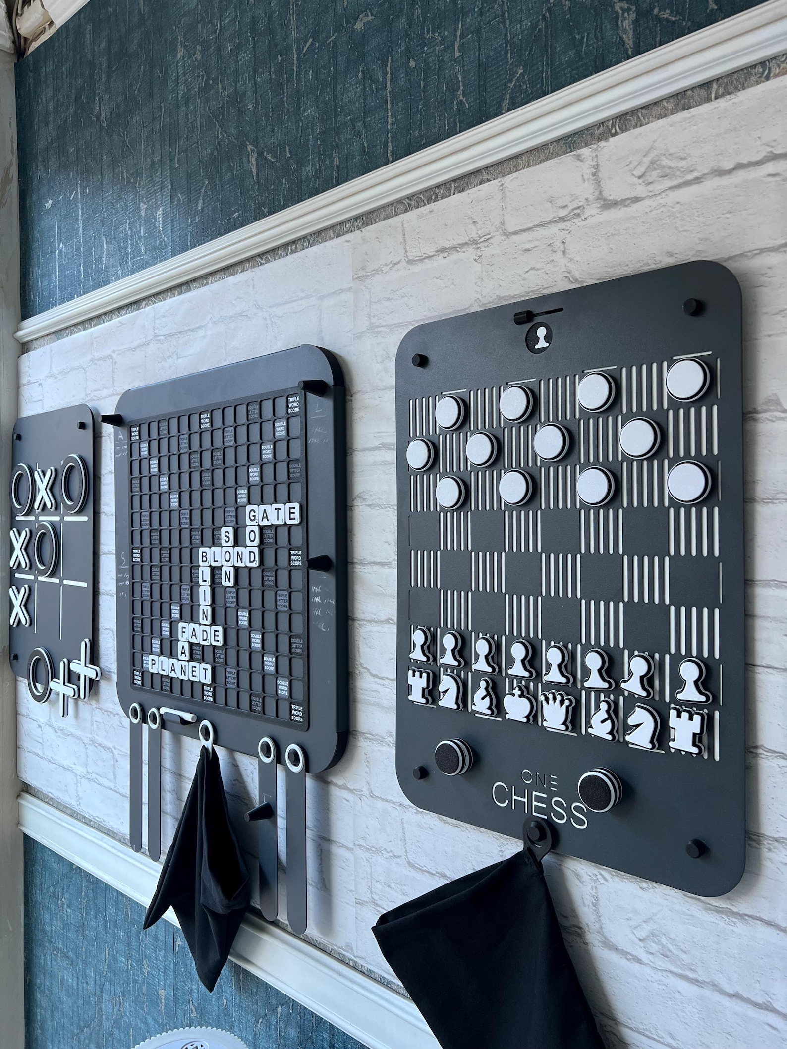 Wall Game Set; Magnetic Scrabble, 2 In1 Chess and Checkers , Tic Tac ...