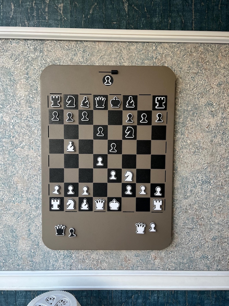 Big Metal Wall Chess Set Wertical Metal Wall Game. Chess Wall Decor ...