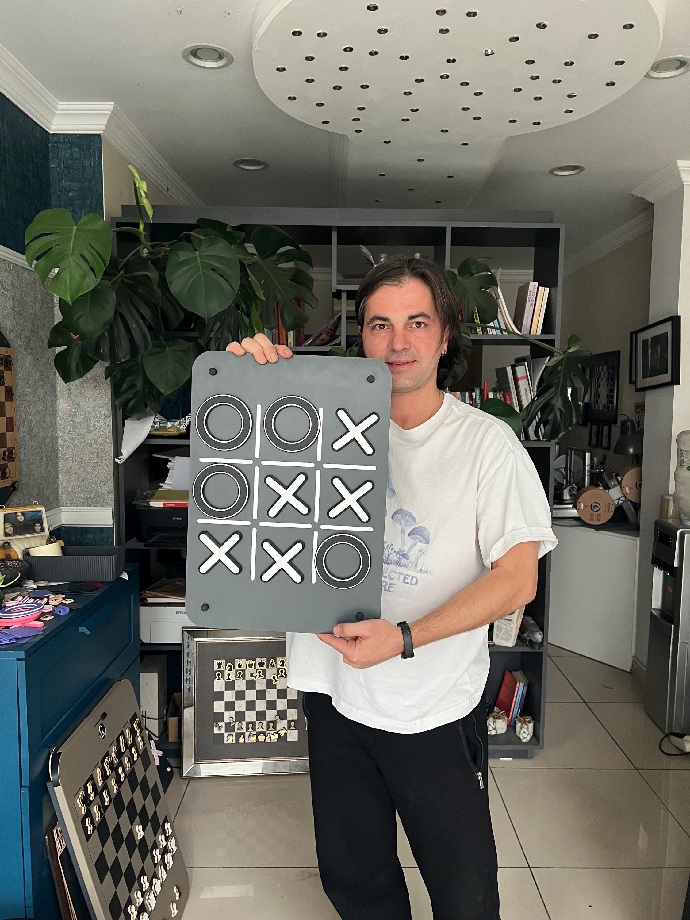 Wall Game Set -chess - XOX - Checkers : Dark Gray Metal, Black and ...