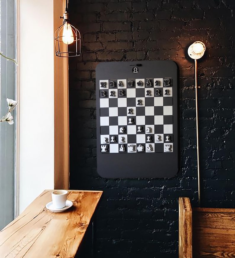 Metal Wall Chess Set: Black & White Magnetic Game Decor - Etsy