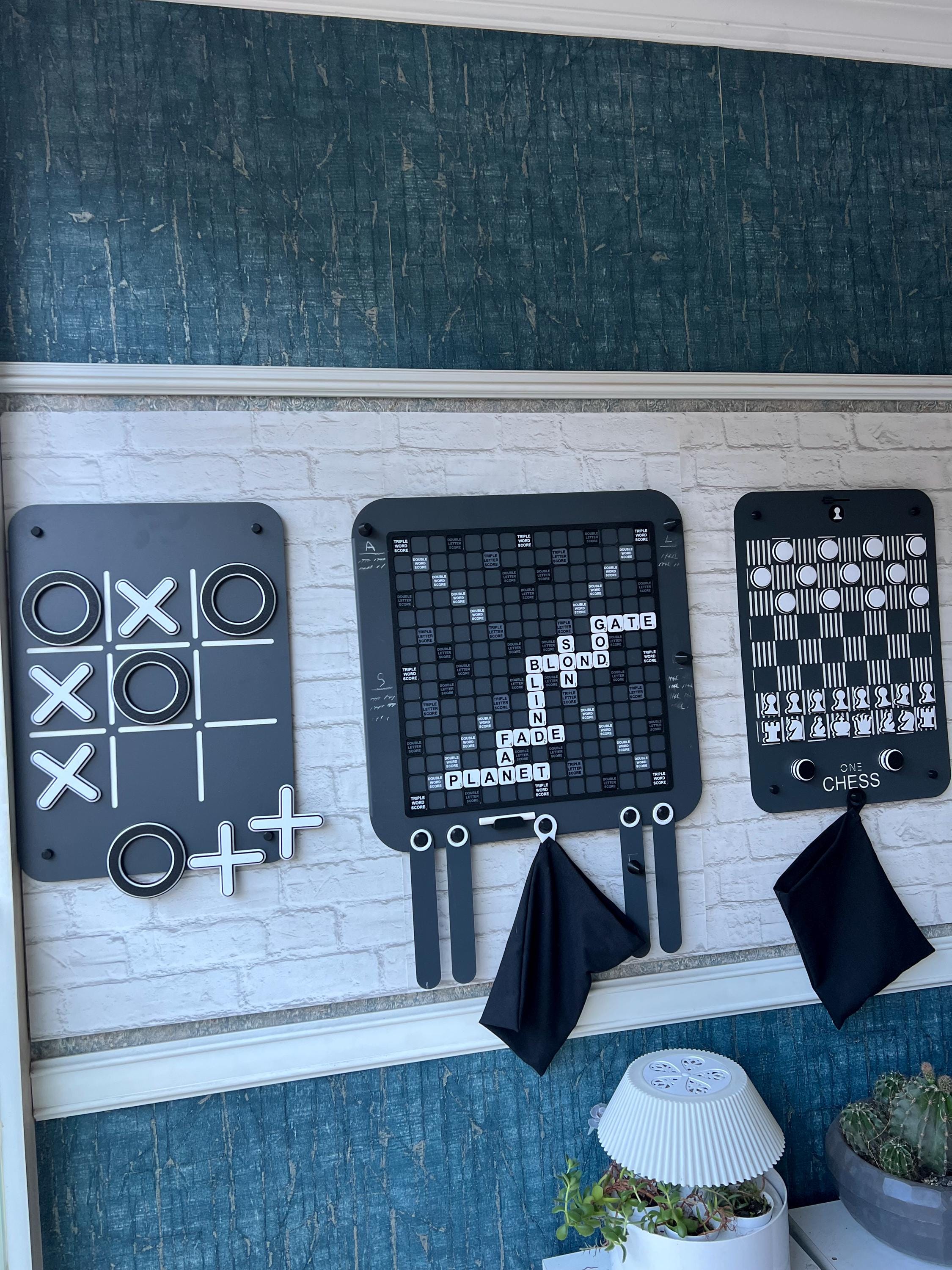 Wall Game Set; Magnetic Scrabble, 2 In1 Chess and Checkers , Tic Tac ...