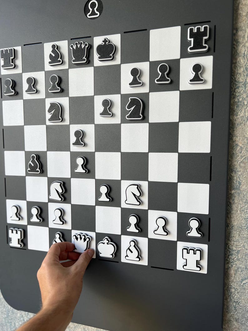 Metal Wall Chess Set: Black & White Magnetic Game Decor - Etsy