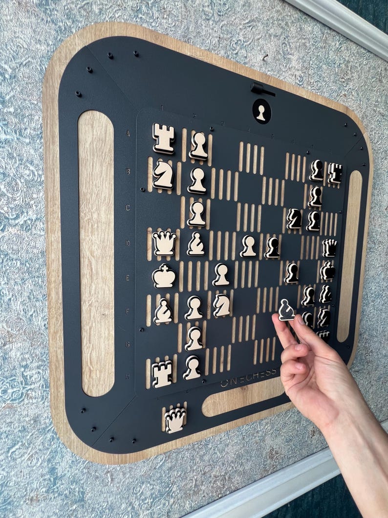Magnetic Wall Chess Set: Modern Metal & Wood Game Decor - Etsy