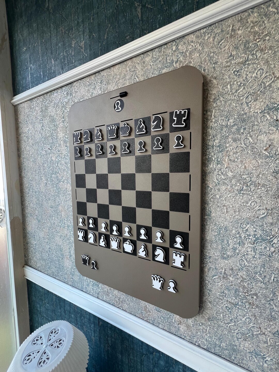 Big Metal Wall Chess Set Wertical Metal Wall Game. Chess Wall Decor ...