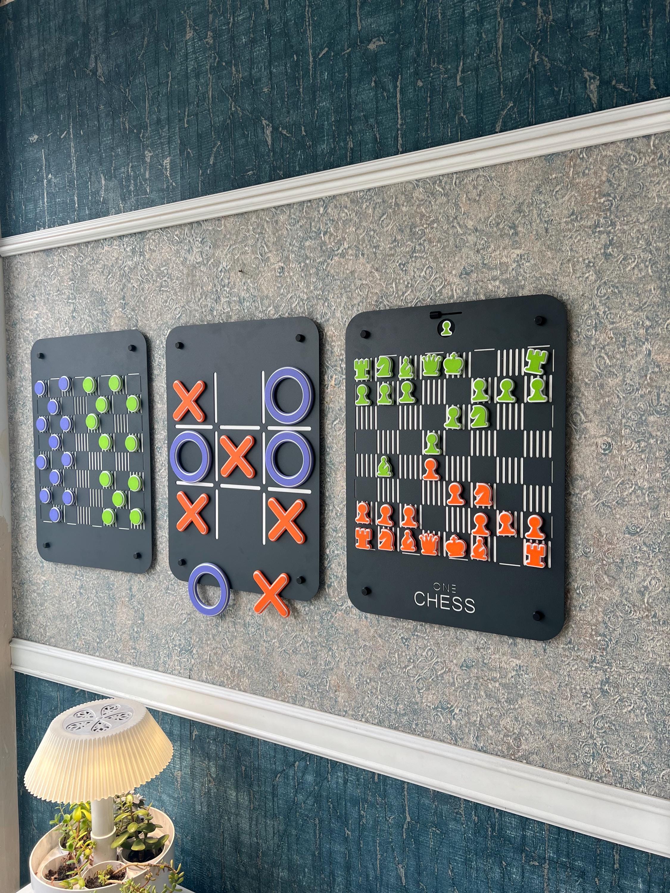 Wall Mounted Metal Chess- XOX - Checkers Game Set Magnetic : Modern ...