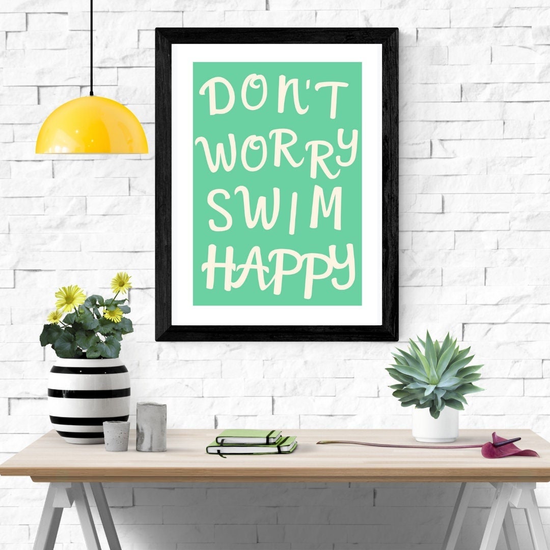 Swim Happy Wall Art: Wild Swimming Quote Print (digital Download) - Etsy
