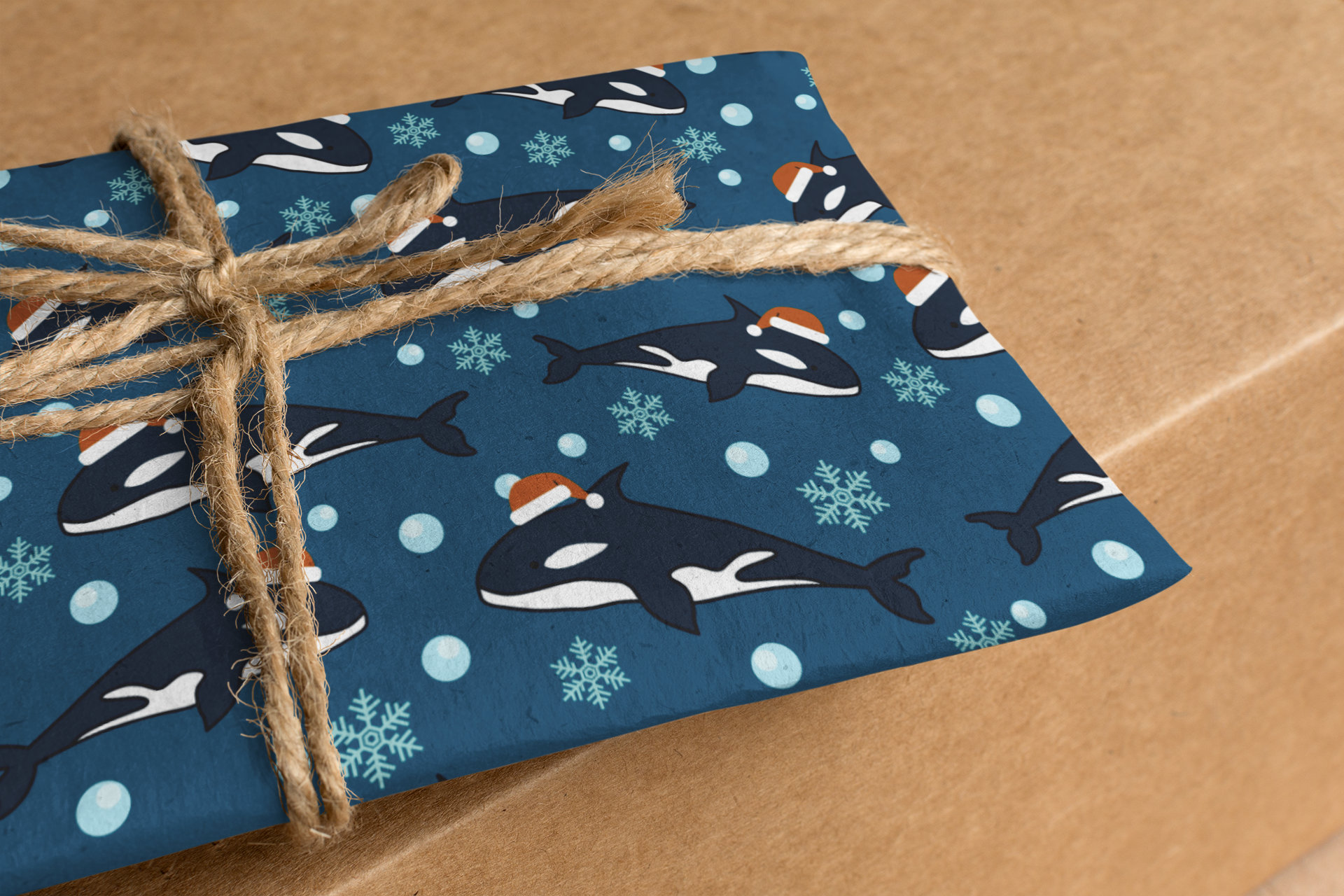 Festive Orcas Eco-friendly Wrapping Paper for Ocean Lovers, Recyclable ...