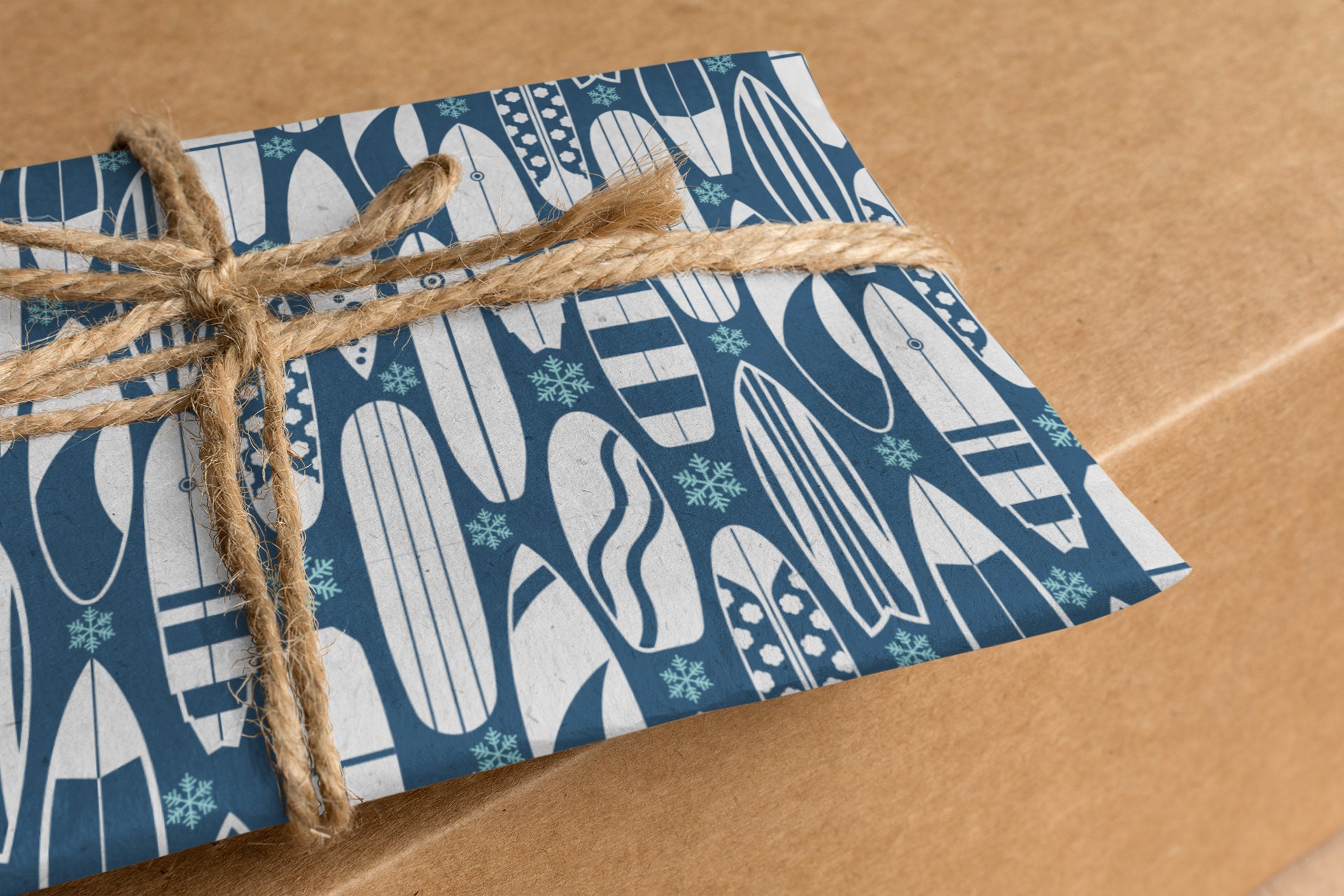 Surfing Snowflakes Wrapping Paper, Ocean Christmas Gift Wrap ...