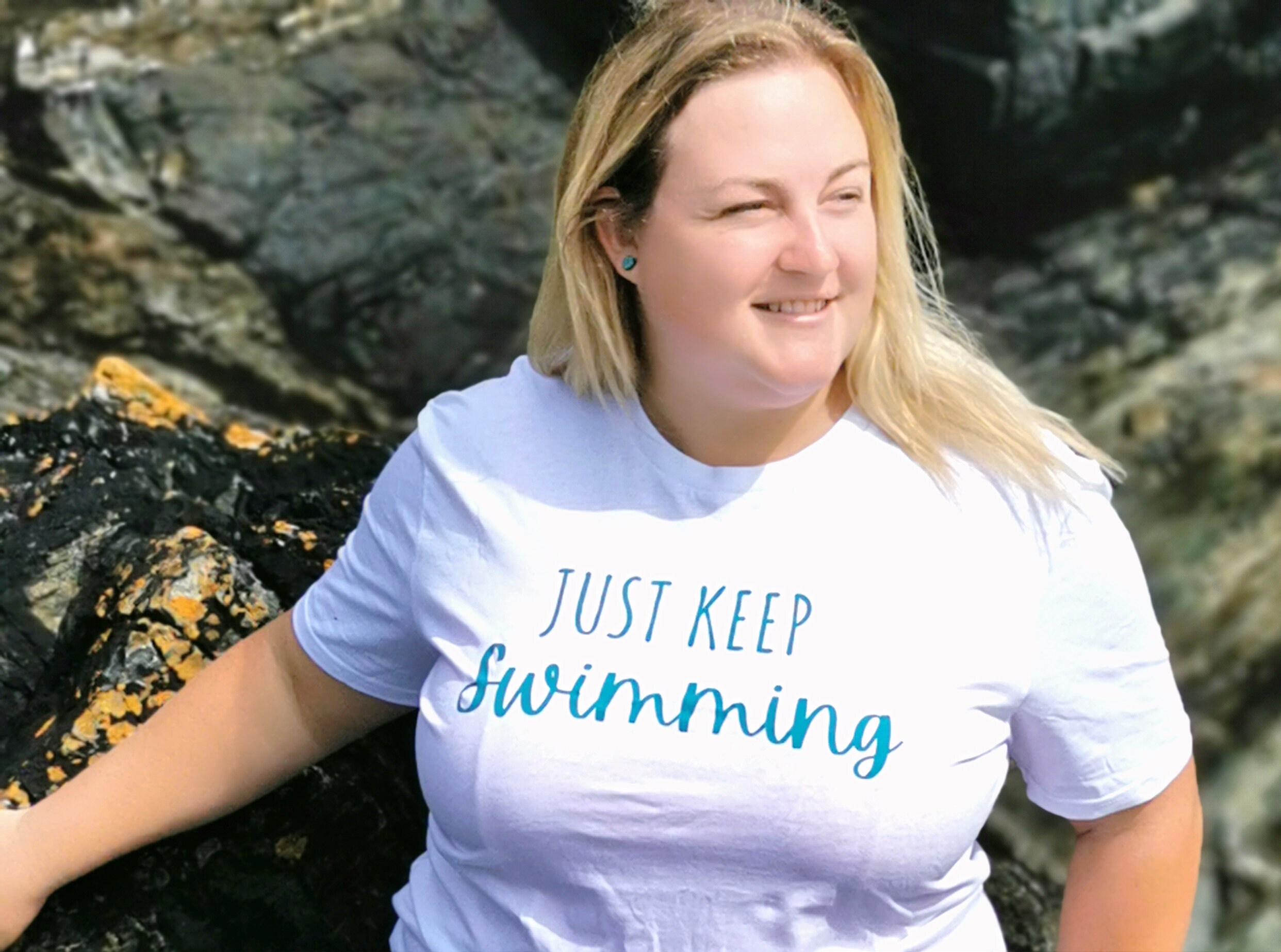 Just Keep Swimming Organic Cotton T-shirt, Cold Water Swimming Gift ...
