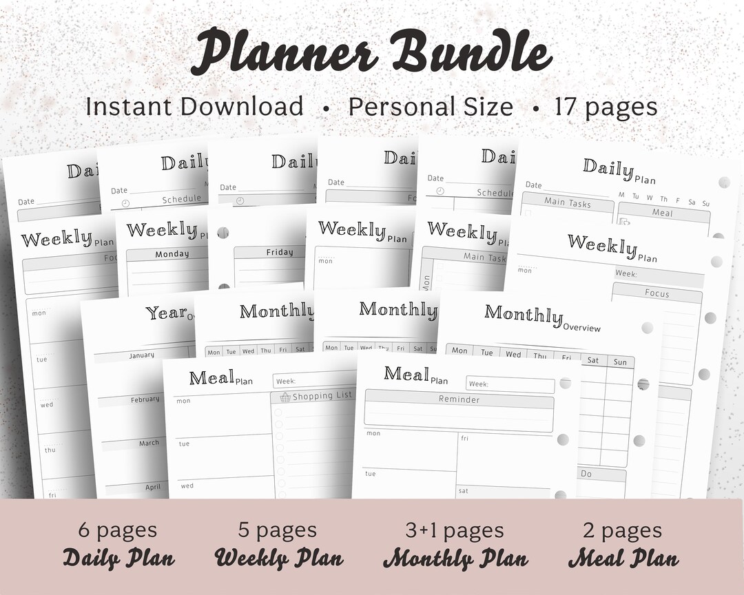PRINTABLE Planner Bundle Templates Personal Size Daily Weekly Monthly ...