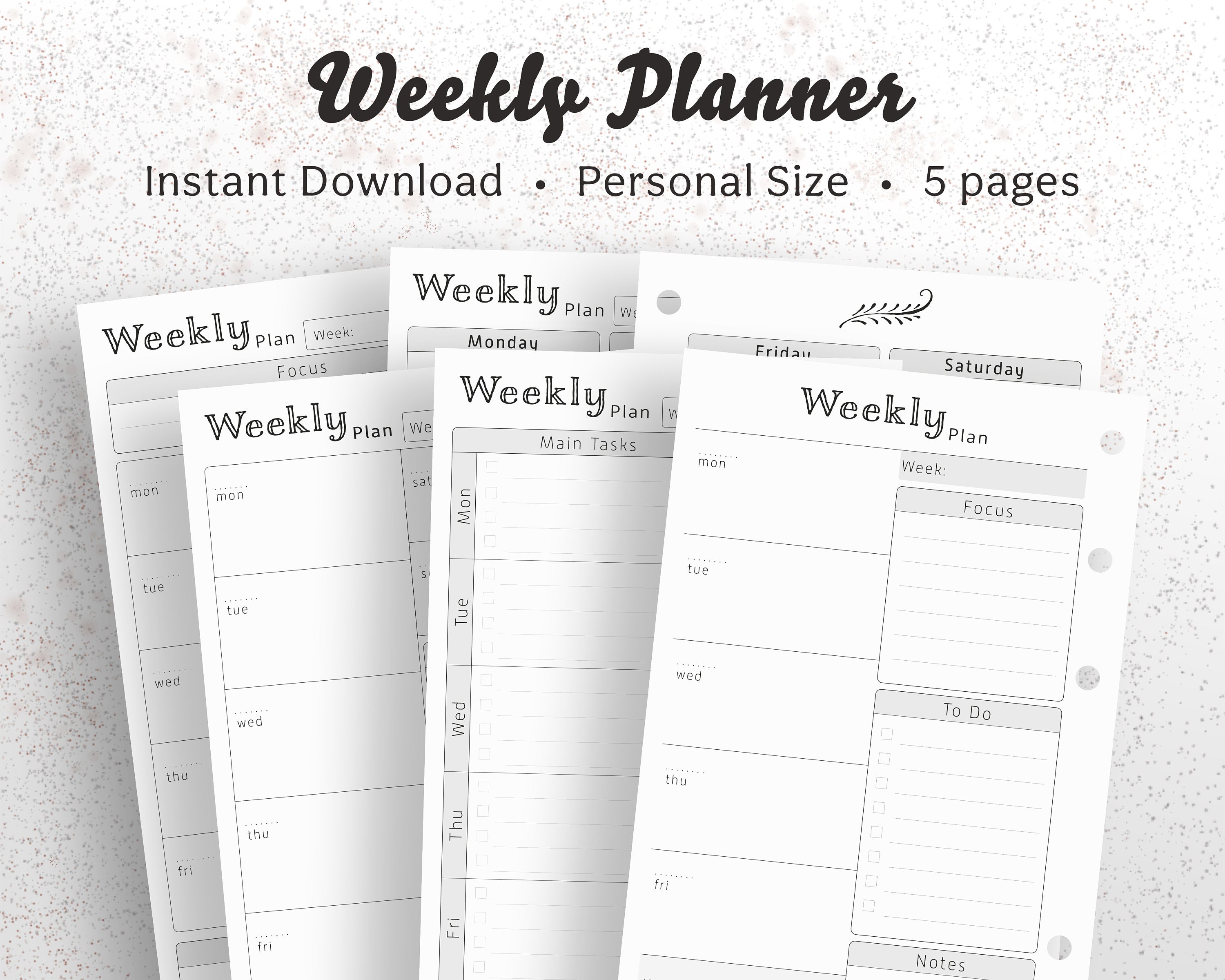 PRINTABLE Weekly Planner Templates Personal Printable Planner Filofax ...