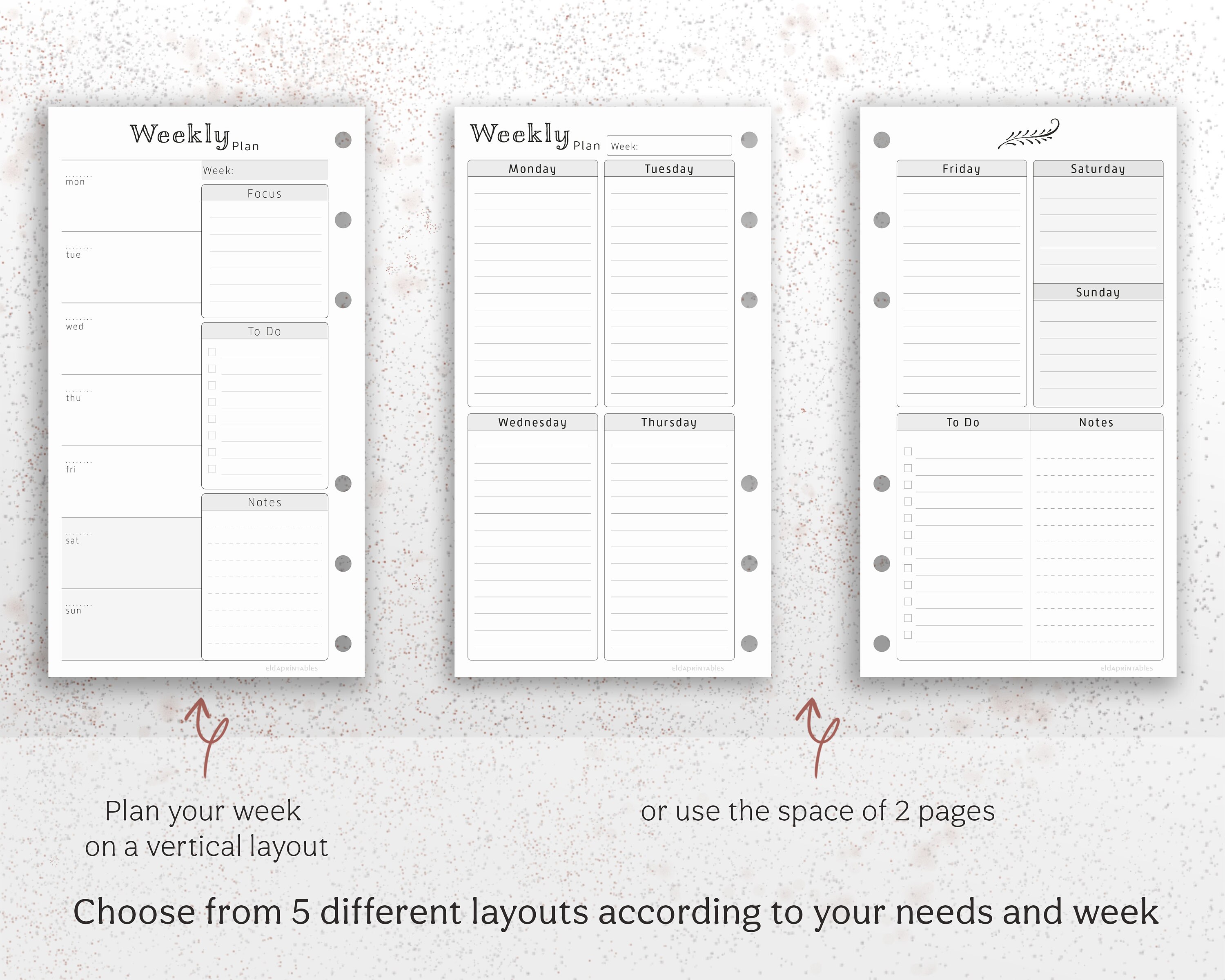 PRINTABLE Weekly Planner Templates Personal Printable Planner Filofax ...