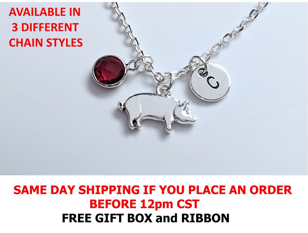Pig Necklace-pig Birthstone Necklace-pig Charm Necklace-pig Jewelry ...
