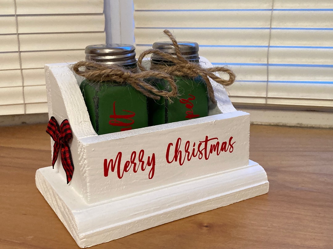 Christmas Salt and Pepper Caddy, Farmhouse Salt Andpepper Shakers With ...