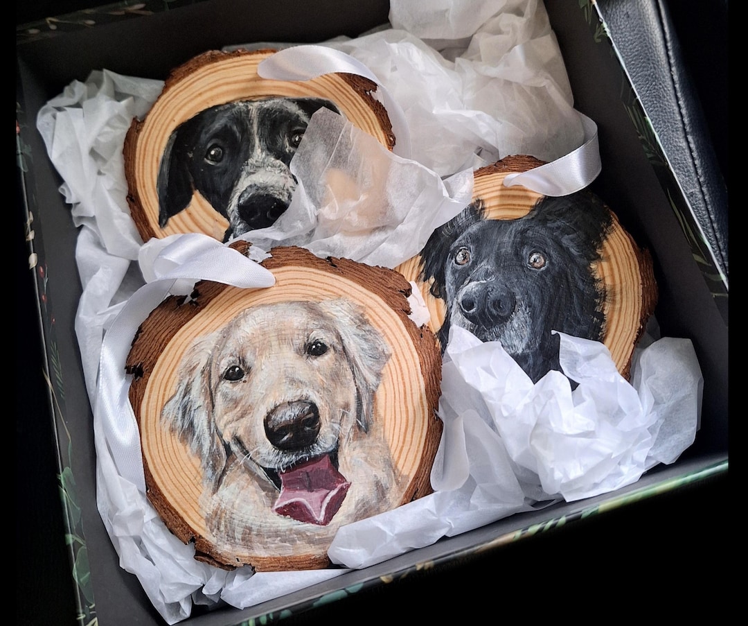 Large Custom Pet Wood Slice Ornaments / Painted Pet Ornament / Painted ...