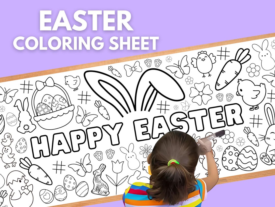 Giant Easter Coloring Sheet Large Easter Party Activity, Banner, Table ...