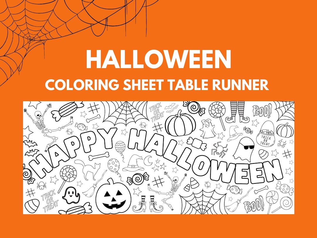 Halloween Coloring Tablecloth / Kids Activity Coloring Page / Party ...