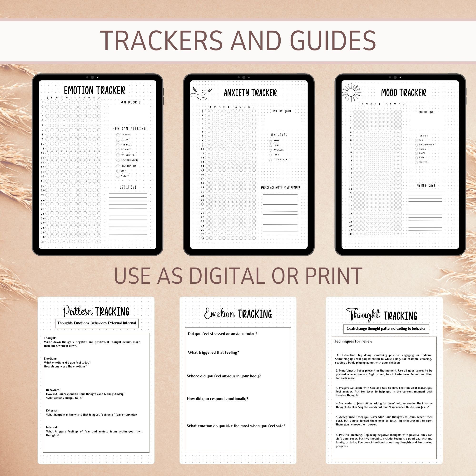Printable Bullet Journal Pages Anxiety Tracker Bundle, 2024 Bullet ...