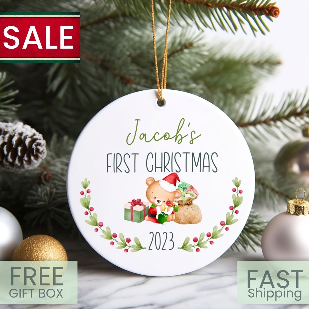 Personalized Baby Bear First Christmas Ornament, Custom Baby Name ...