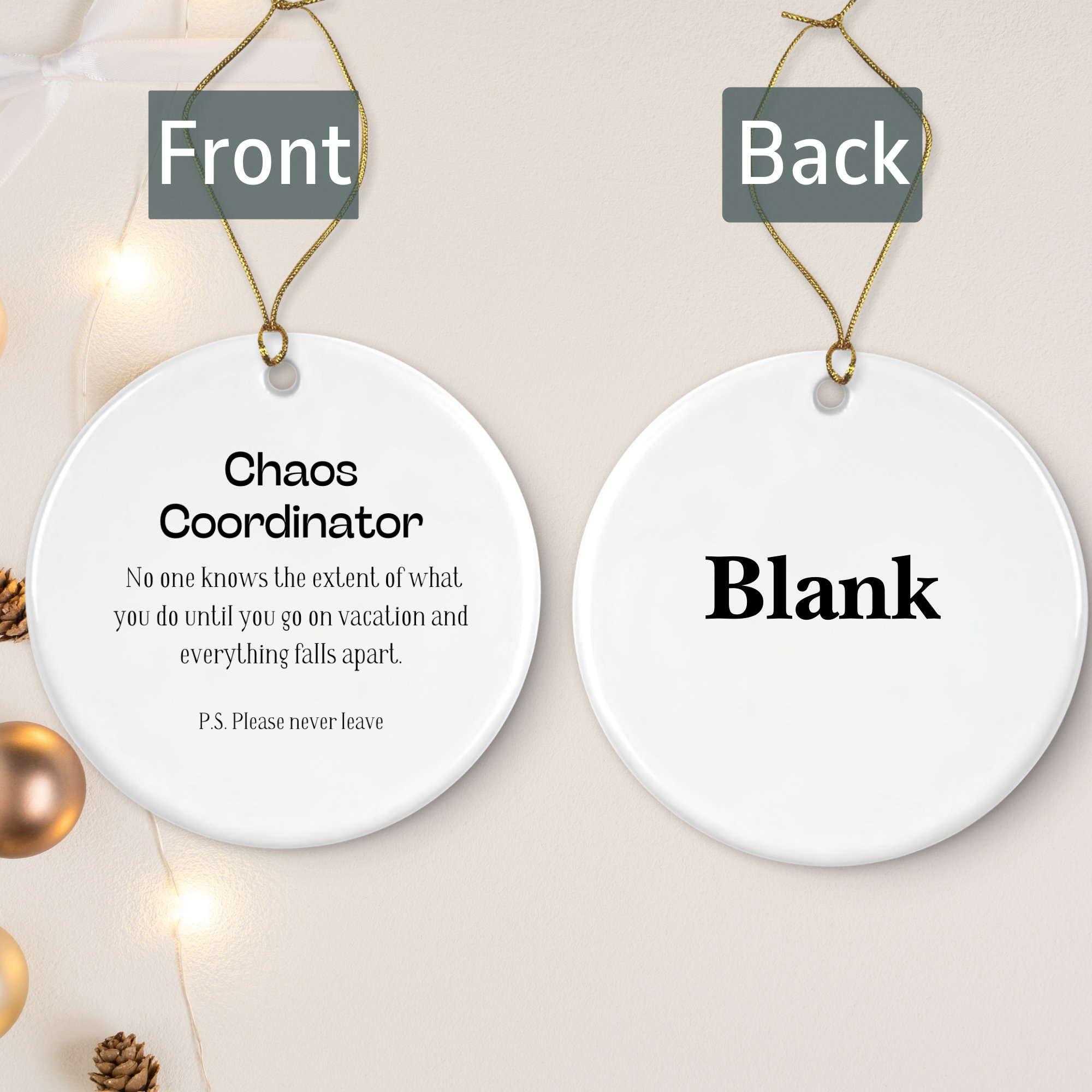 Chaos Coordinator Christmas Ornament, Administrative Assistant ...