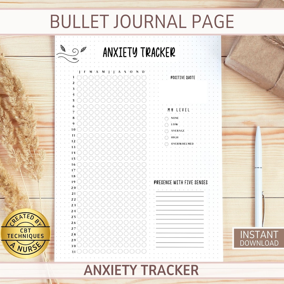 Anxiety Tracker Bullet Journal Page, Printable Anxiety Tracker, Custom ...