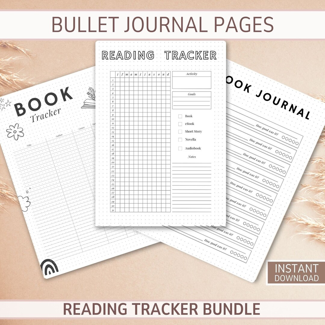 Reading Tracker Printable Bullet Journal, Reading Log, Book Review ...
