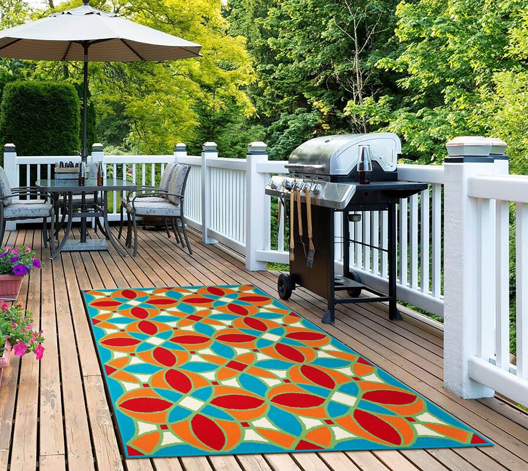 RAINBOW OUTDOOR RUG Orange Rugs for Garden Inside Outside - Etsy UK