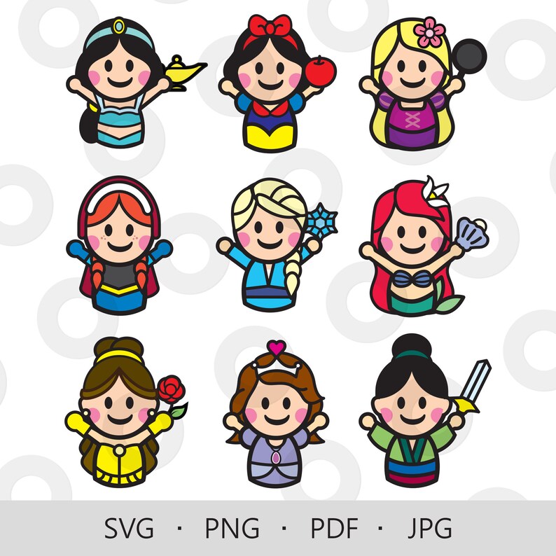 Cute Princess Clip Art Set 1 Instant Download File - Etsy