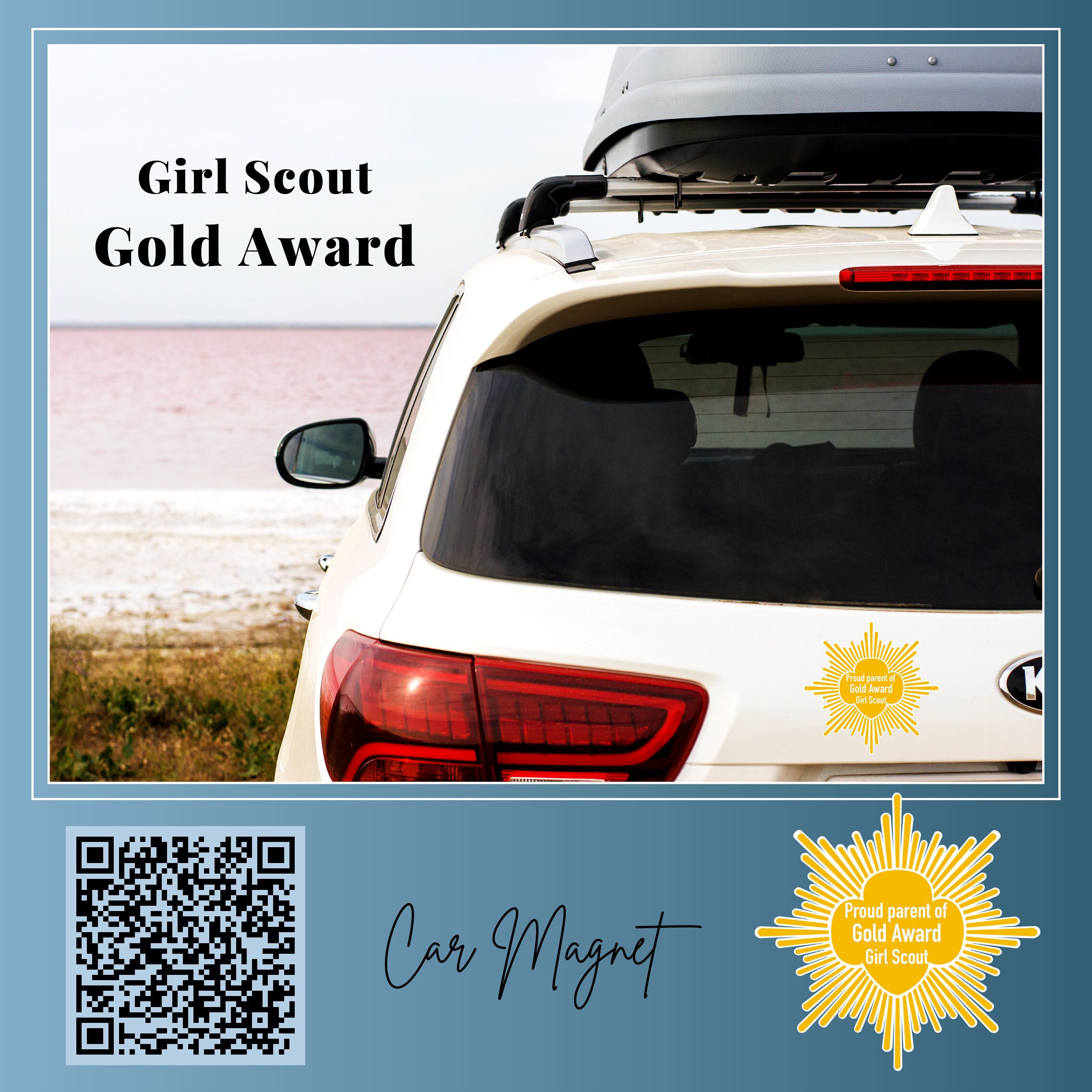 5 Star Proud Parent of Gold Award Girl Scout Car Magnet, Gold Award ...