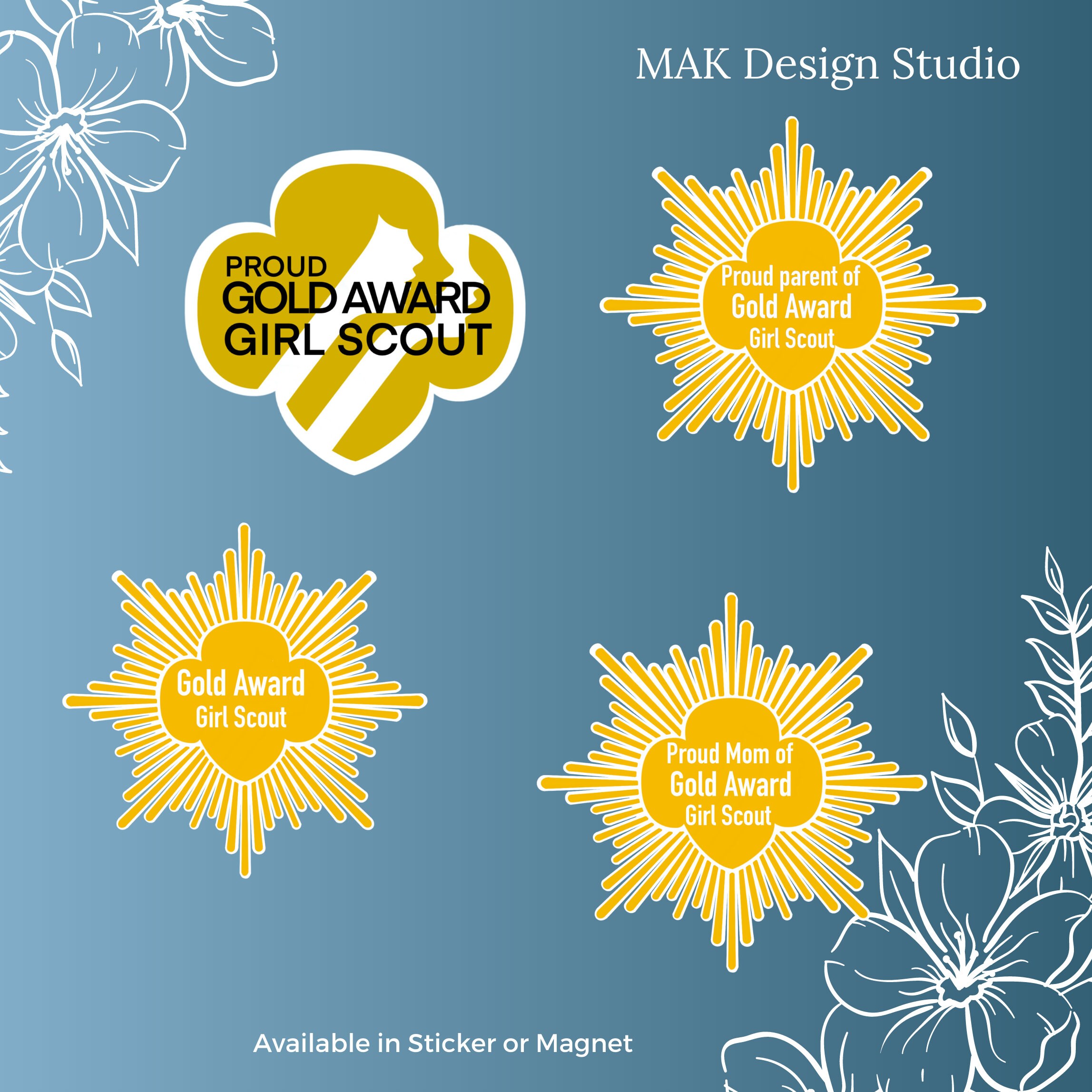 5 Star Proud Parent of Gold Award Girl Scout Car Magnet, Gold Award ...