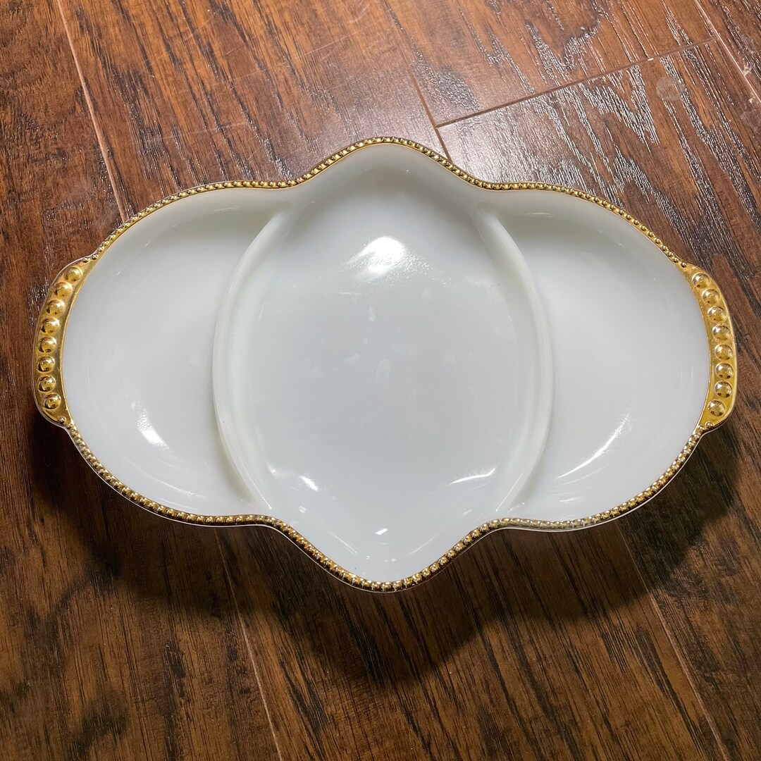 Vintage Fire King Milk Glass Three Section Platter - Etsy