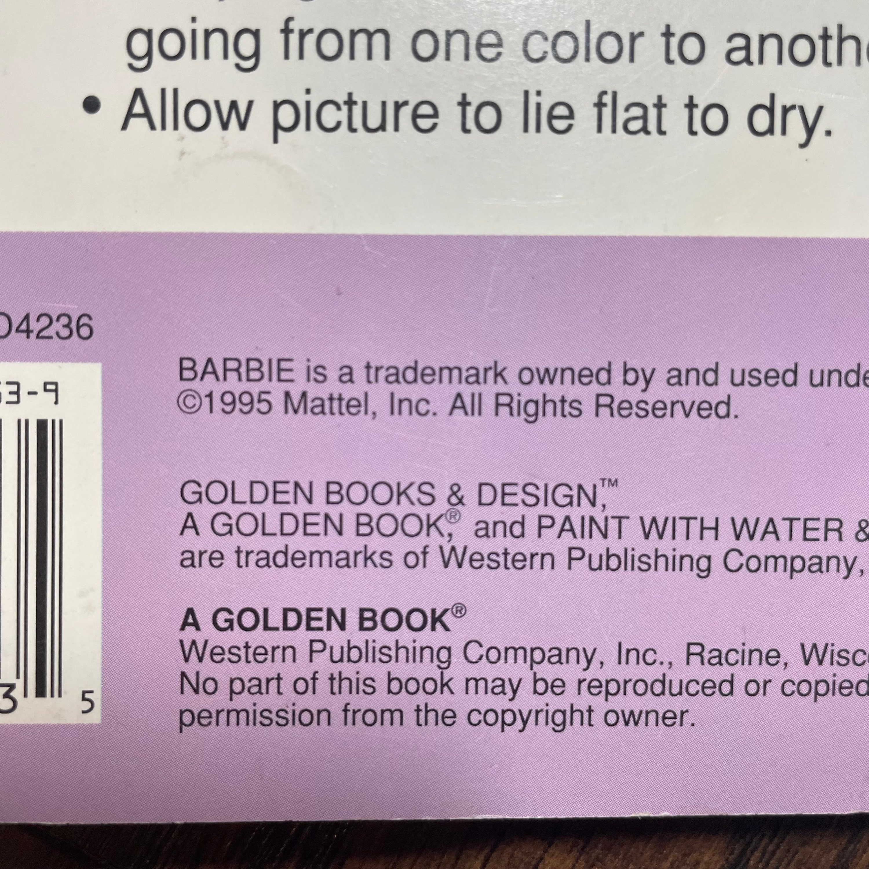 Vintage Barbie Golden Books Paint With Water Book - Etsy