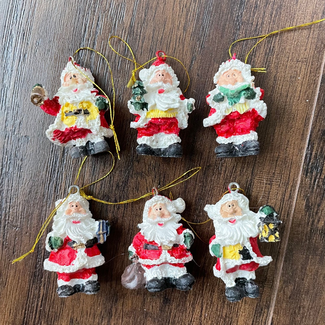 Vintage Mini Santa Ornaments Set of 6 - Etsy