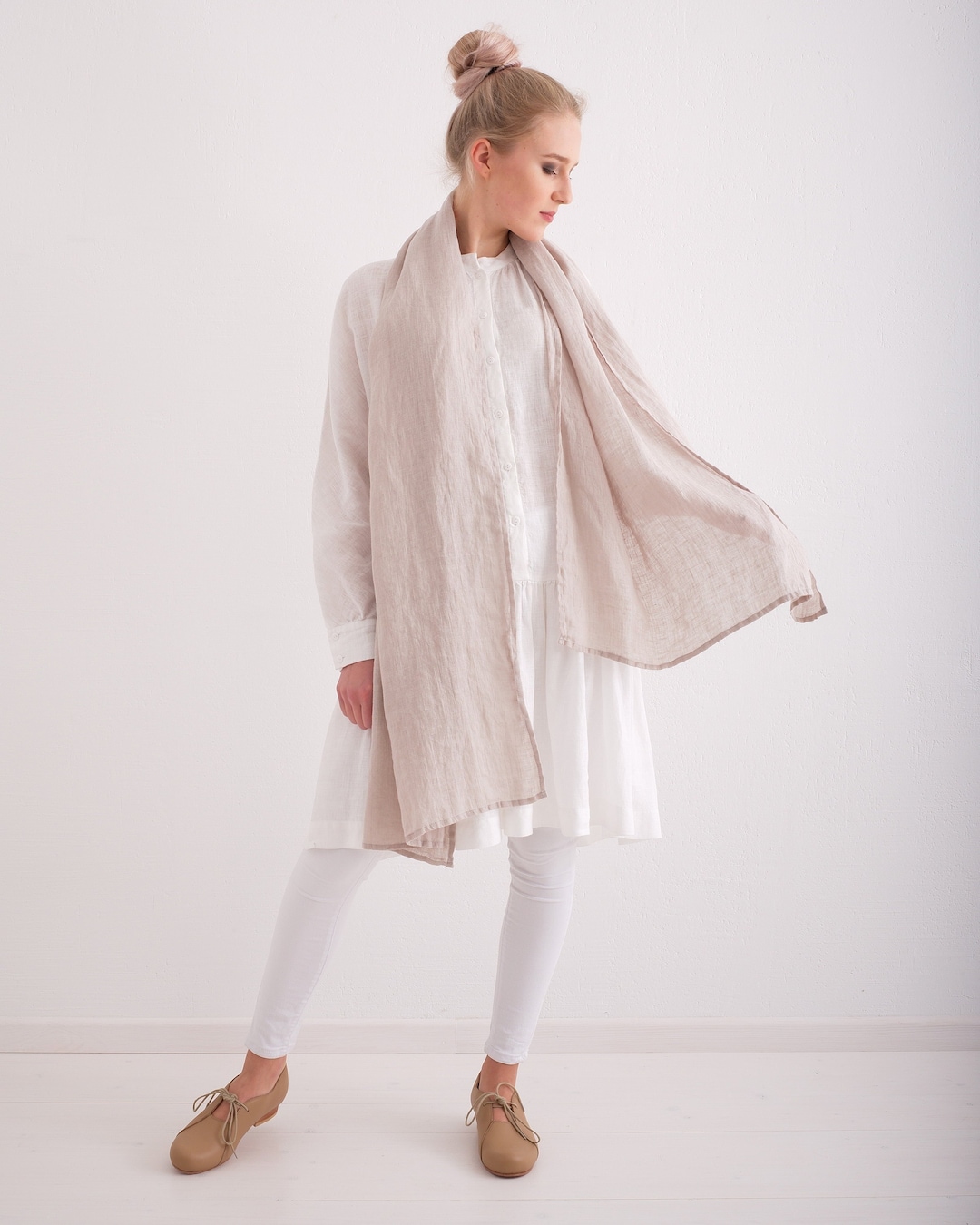 Linen Scarf. Natural Soft Washed Linen Scarf. - Etsy