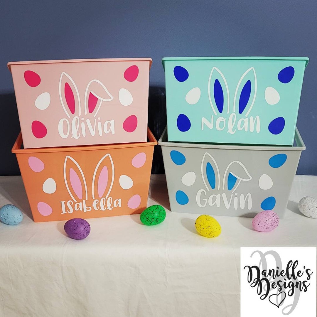 Personalized Bunny Egg Easter Plastic Bins/containers/basket - Etsy