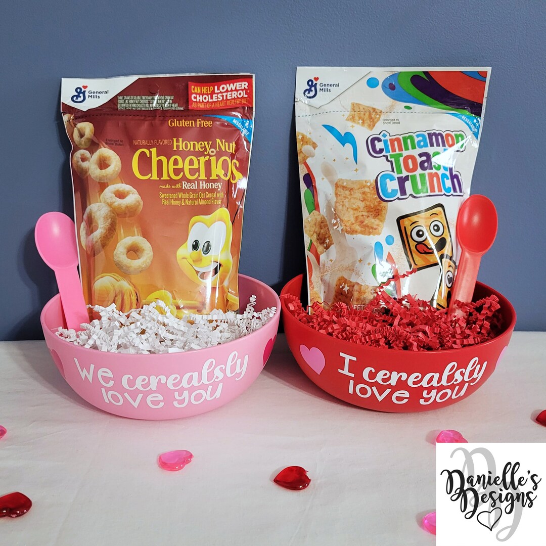 Personalized Valentine's Day Cereal Bowls Gift Set - "i Cerealsly Love ...