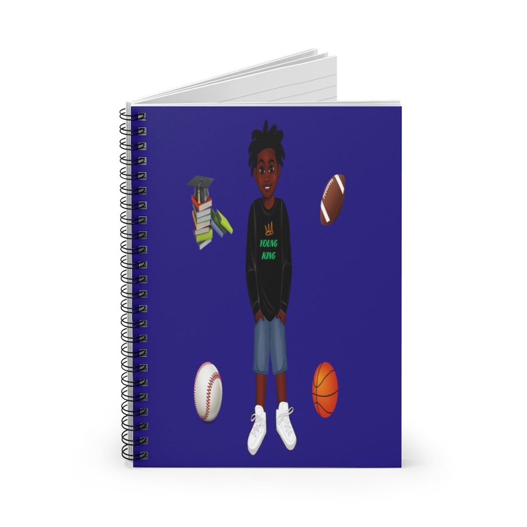 African American Boy Notebook, Afro Boy Lined Notebooks, Blank Notebook ...