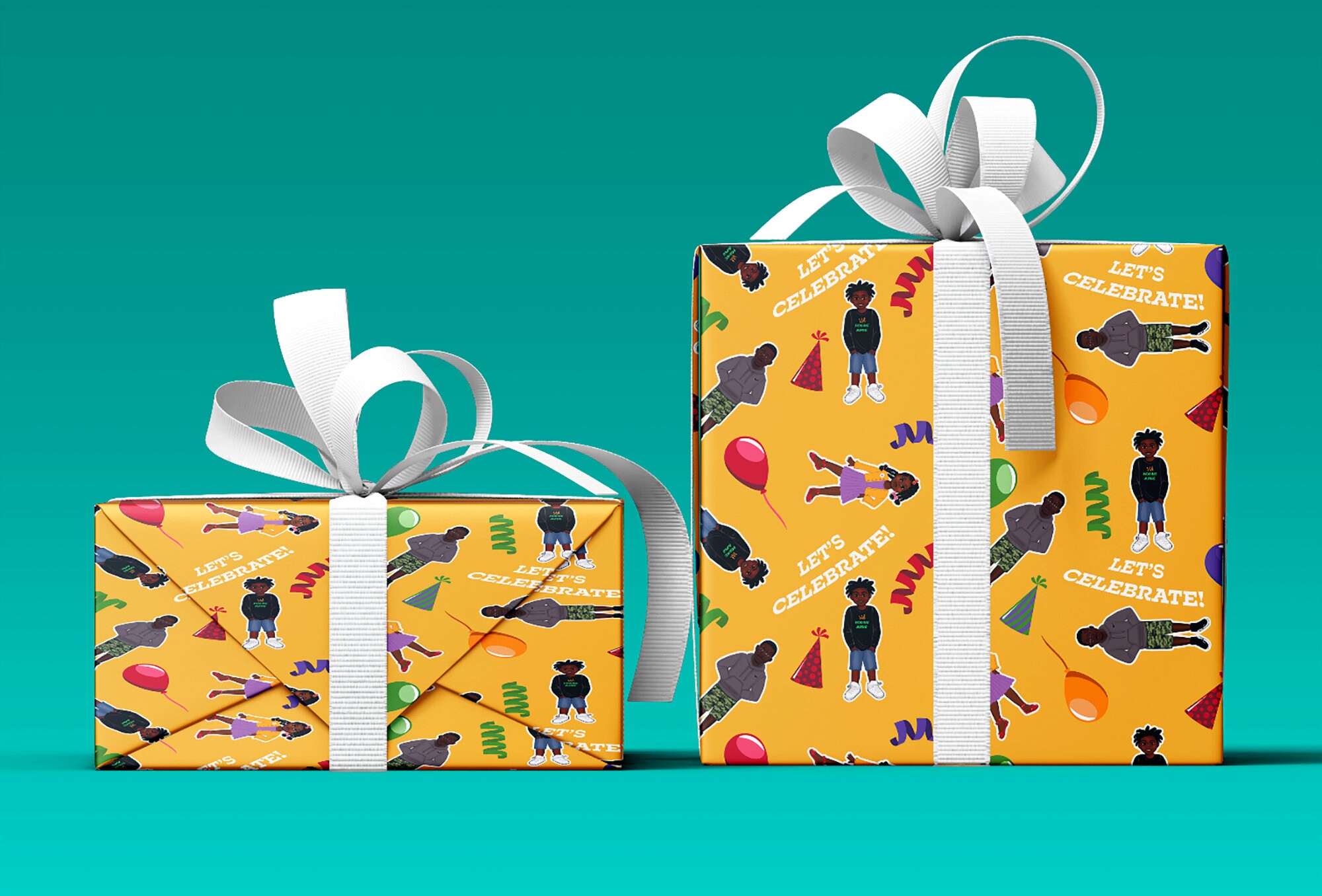 African American Kids Wrapping Paper, Cute Wrapping Paper, Colorful Box ...