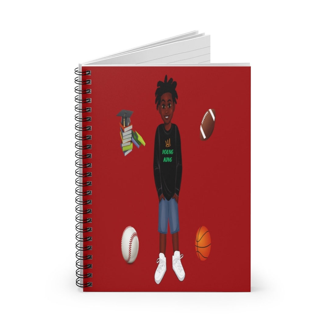 Black Boy Spiral Notebook, Kids School Notebook, Lined Notebooks, Red ...
