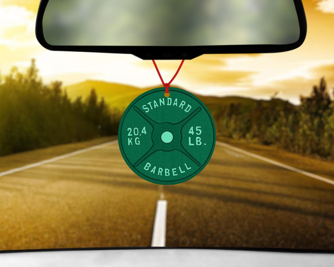 Green Barbell Weight Car Air Freshener - Car Accessory - Gym Goer - Gym ...