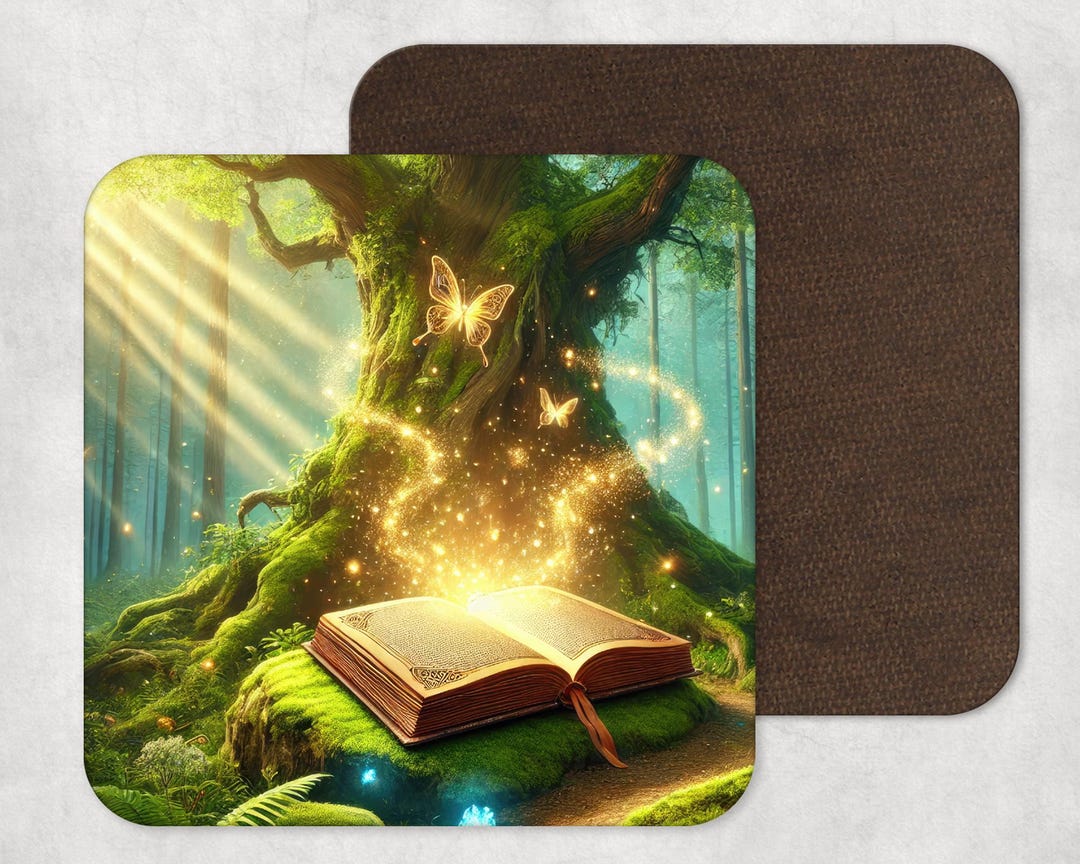 Fantasy Book Drinks Coaster - Magic Tree Coaster - Fairies and ...