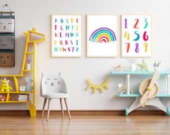 Boho Rainbow Alphabet Posters, Classroom Decor, Printable Wall Art ...
