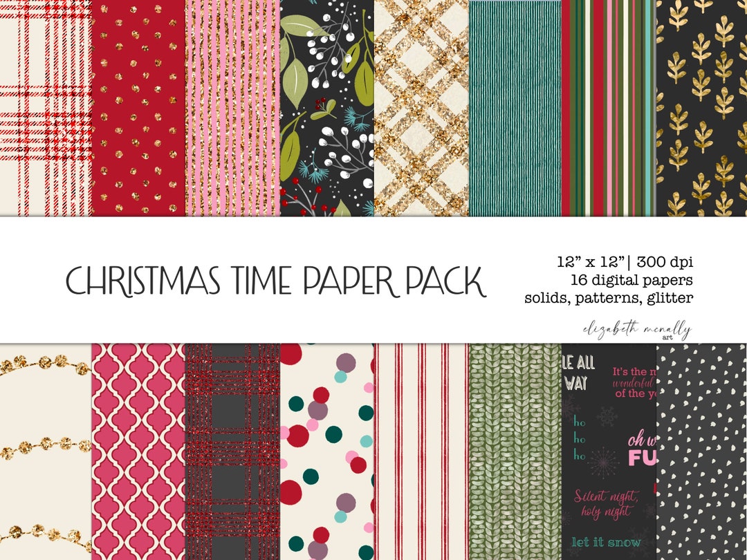 Christmas Digital Scrapbooking Paper, Instant Download, Hi-res, Digital ...
