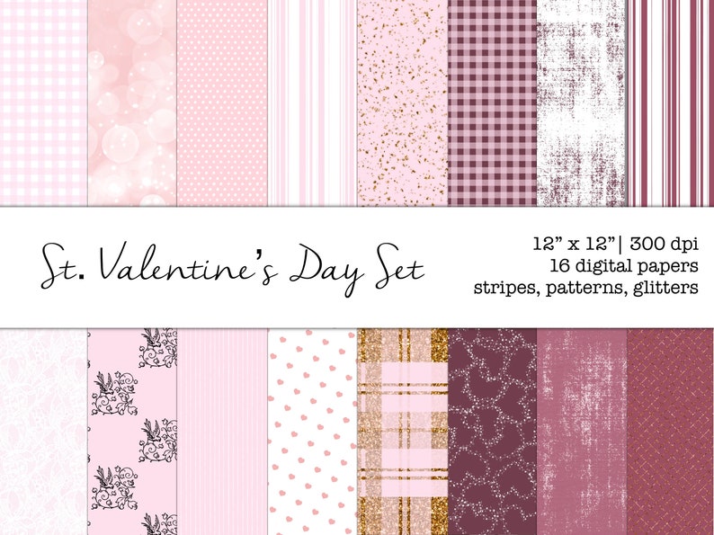 St. Valentine's Day Digital Scrapbooking, Instant Download, Hi-res ...