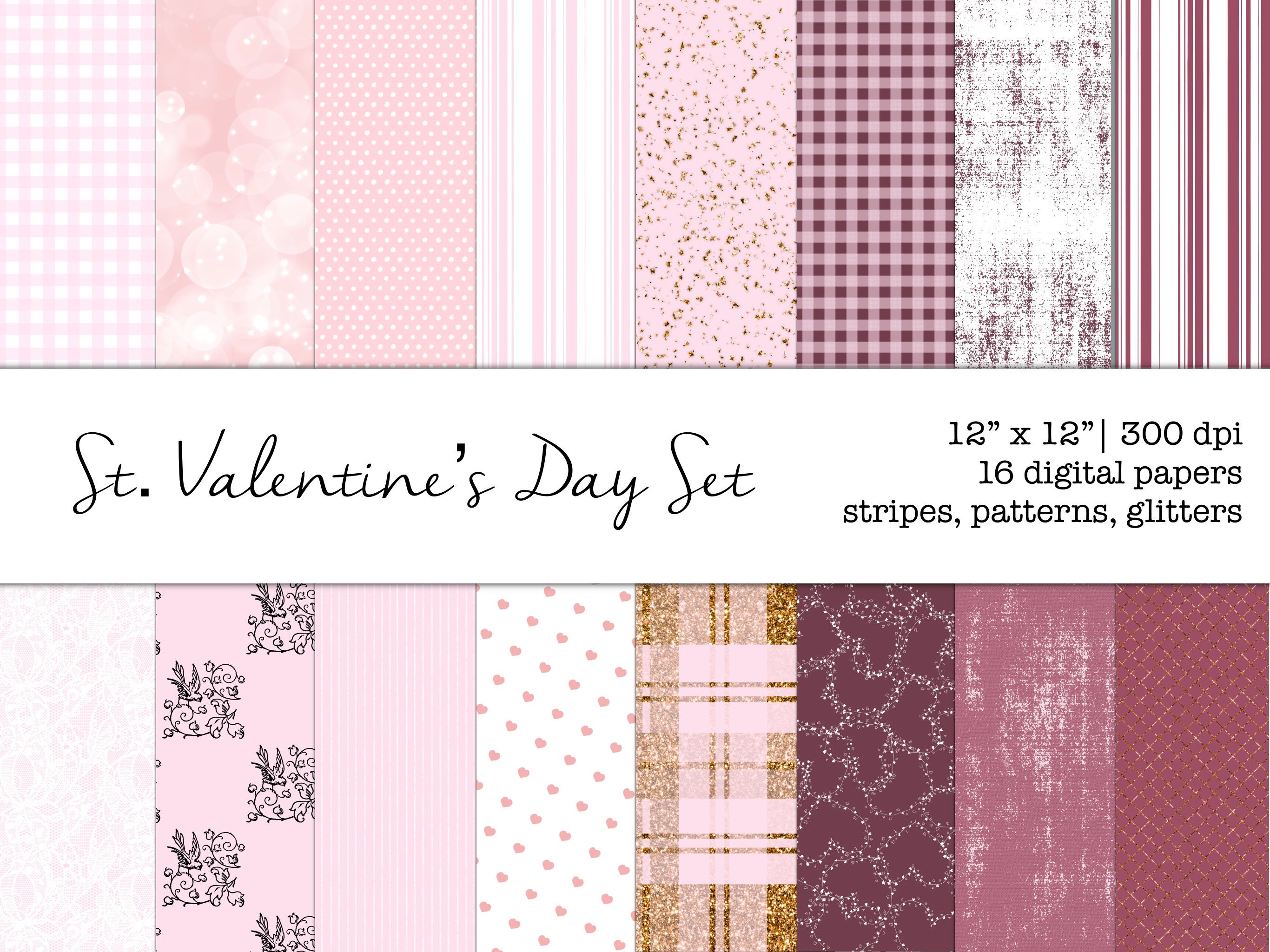 St. Valentine's Day Digital Scrapbooking, Instant Download, Hi-res ...