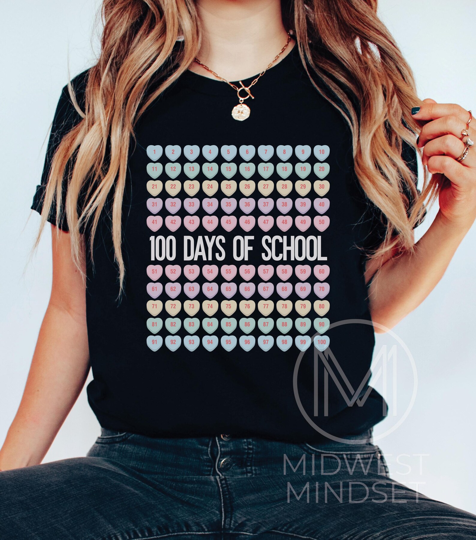 100 Days of School Shirt, 100 Hearts Shirt, Teacher Hearts Valentines ...